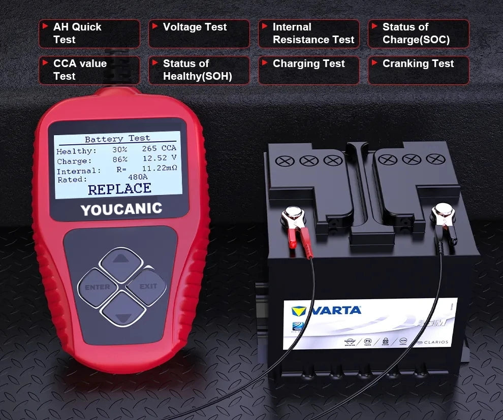 YOUCANIC Digital Battery & Charging System Tester | Analyzer Auto Tool